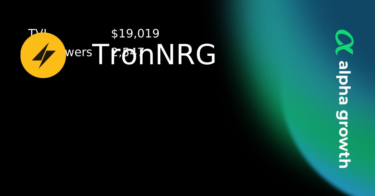 TronNRG & NRG Token Crypto Analytics & User Data | AlphaGrowth