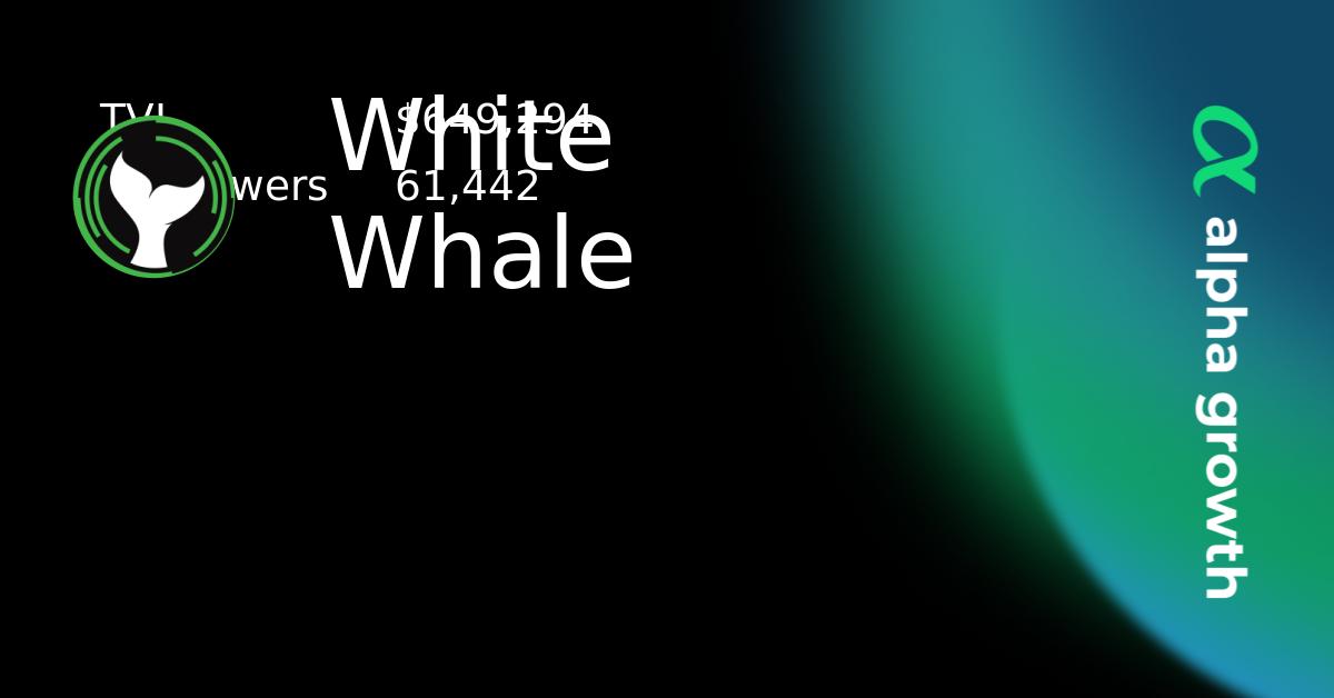 White Whale & WHALE Token Crypto Analytics & User Data | AlphaGrowth